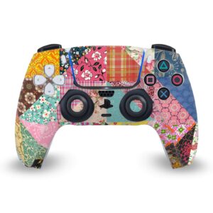 head case designs officially licensed rachel caldwell quilt art mix matte vinyl faceplate sticker gaming skin case cover compatible with sony playstation 5 ps5 dualsense controller