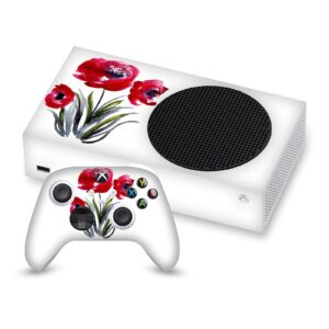 head case designs officially licensed mai autumn red flowers art mix vinyl sticker gaming skin decal cover compatible with xbox series s console and controller bundle