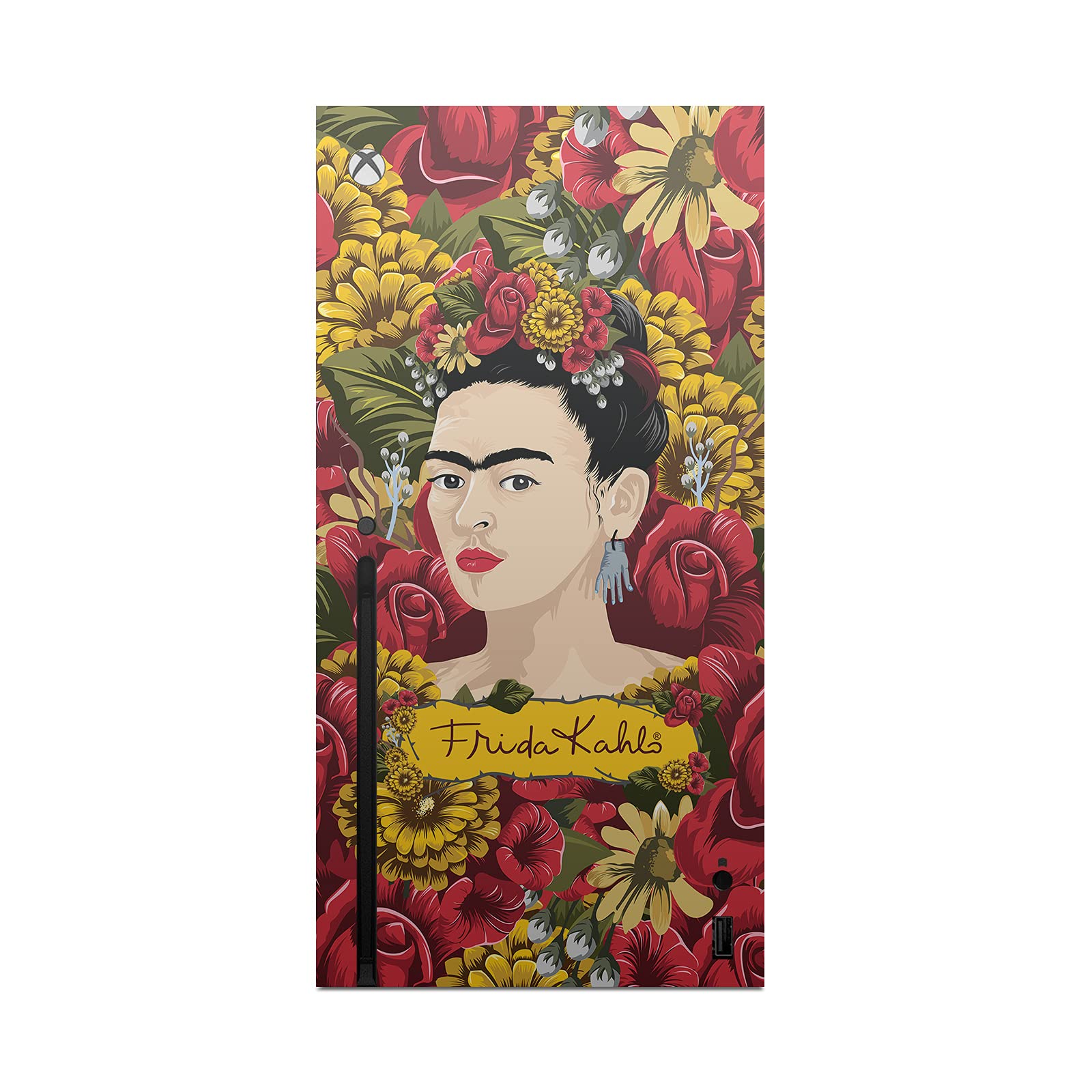 Head Case Designs Officially Licensed Frida Kahlo Portrait Pattern Floral Matte Vinyl Sticker Gaming Skin Case Cover Compatible with Xbox Series X Console and Controller Bundle