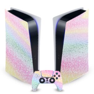 unicorn rainbow art mix matte vinyl faceplate sticker gaming skin case cover compatible with sony playstation 5 ps5 digital edition console and dualsense controller