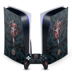 head case designs officially licensed anne stokes dragon dagger art mix matte vinyl faceplate sticker gaming skin case cover compatible with sony playstation 5 ps5 disc console & dualsense controller