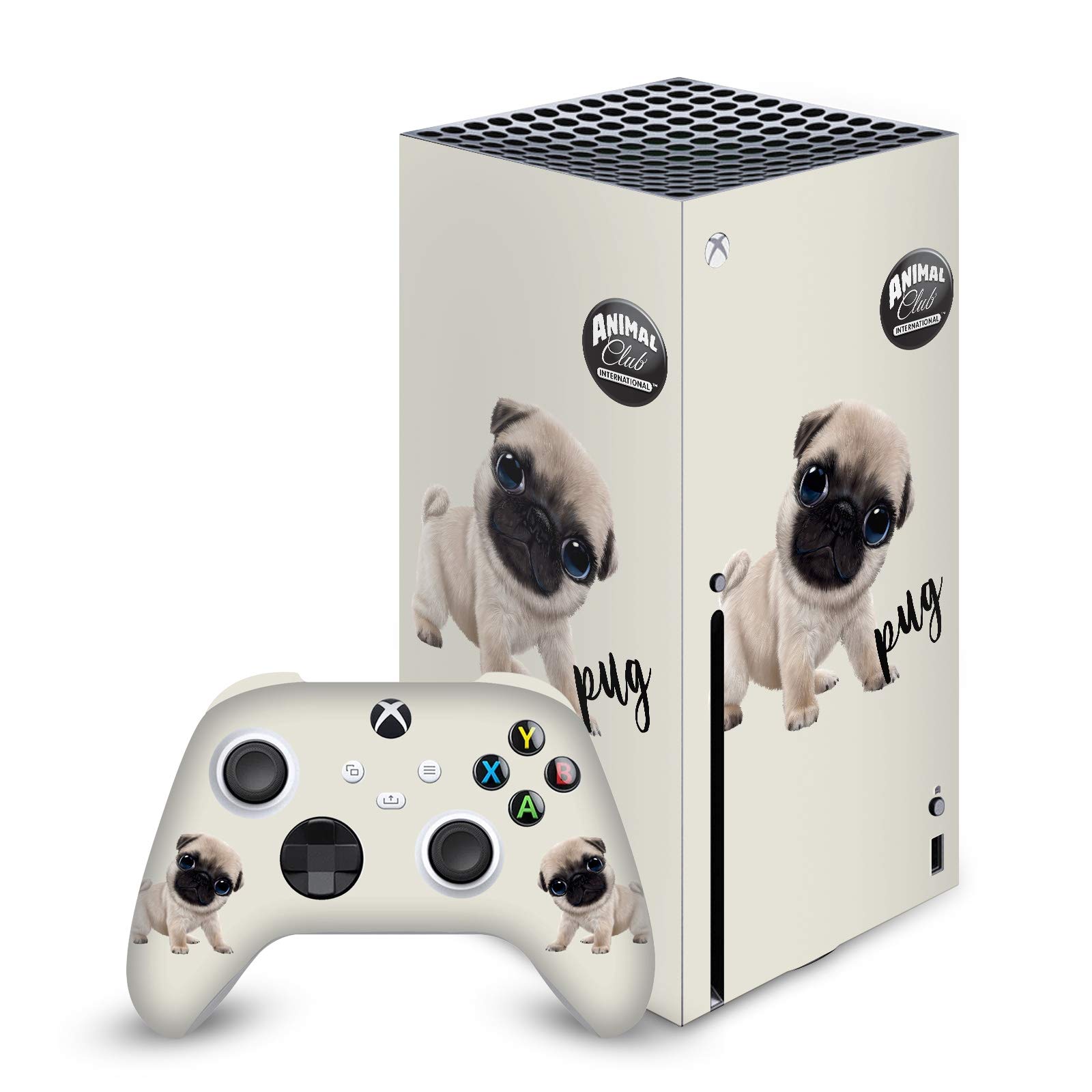 Head Case Designs Officially Licensed Animal Club International Pug Faces Matte Vinyl Sticker Gaming Skin Case Cover Compatible with Xbox Series X Console and Controller Bundle