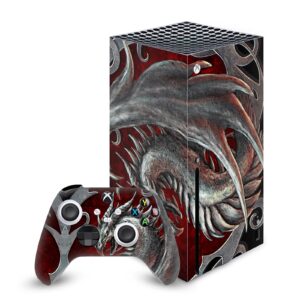 head case designs officially licensed christos karapanos talisman silver art mix vinyl sticker gaming skin case cover compatible with xbox series x console and controller bundle