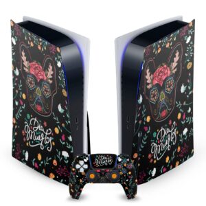 day of the dead french bulldog vinyl faceplate sticker gaming skin case cover compatible with sony playstation 5 ps5 disc edition console & dualsense controller