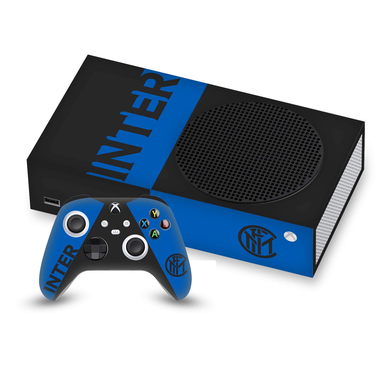 Head Case Designs Officially Licensed Inter Milan Blue and Black Full Logo Vinyl Sticker Gaming Skin Case Cover Compatible with Xbox Series S Console and Controller Bundle