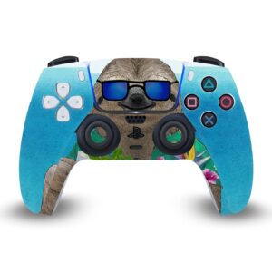 head case designs officially licensed barruf sloth in summer art mix vinyl faceplate sticker gaming skin case cover compatible with sony playstation 5 ps5 dualsense controller