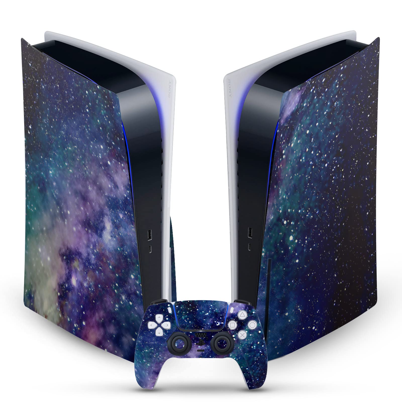 Head Case Designs Officially Licensed Cosmo18 Milky Way Art Mix Vinyl Faceplate Sticker Gaming Skin Case Cover Compatible with Sony Playstation 5 PS5 Disc Edition Console & DualSense Controller