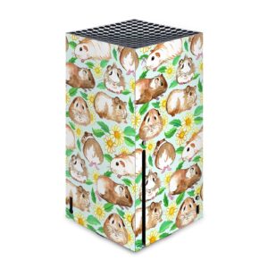 head case designs officially licensed micklyn le feuvre guinea pigs and daisies in watercolour on mint art mix matte vinyl sticker gaming skin case cover compatible with xbox series x console