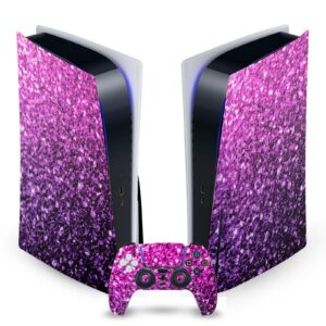 head case designs officially licensed pldesign purple pink art mix vinyl faceplate sticker gaming skin case cover compatible with sony playstation 5 ps5 disc edition console & dualsense controller