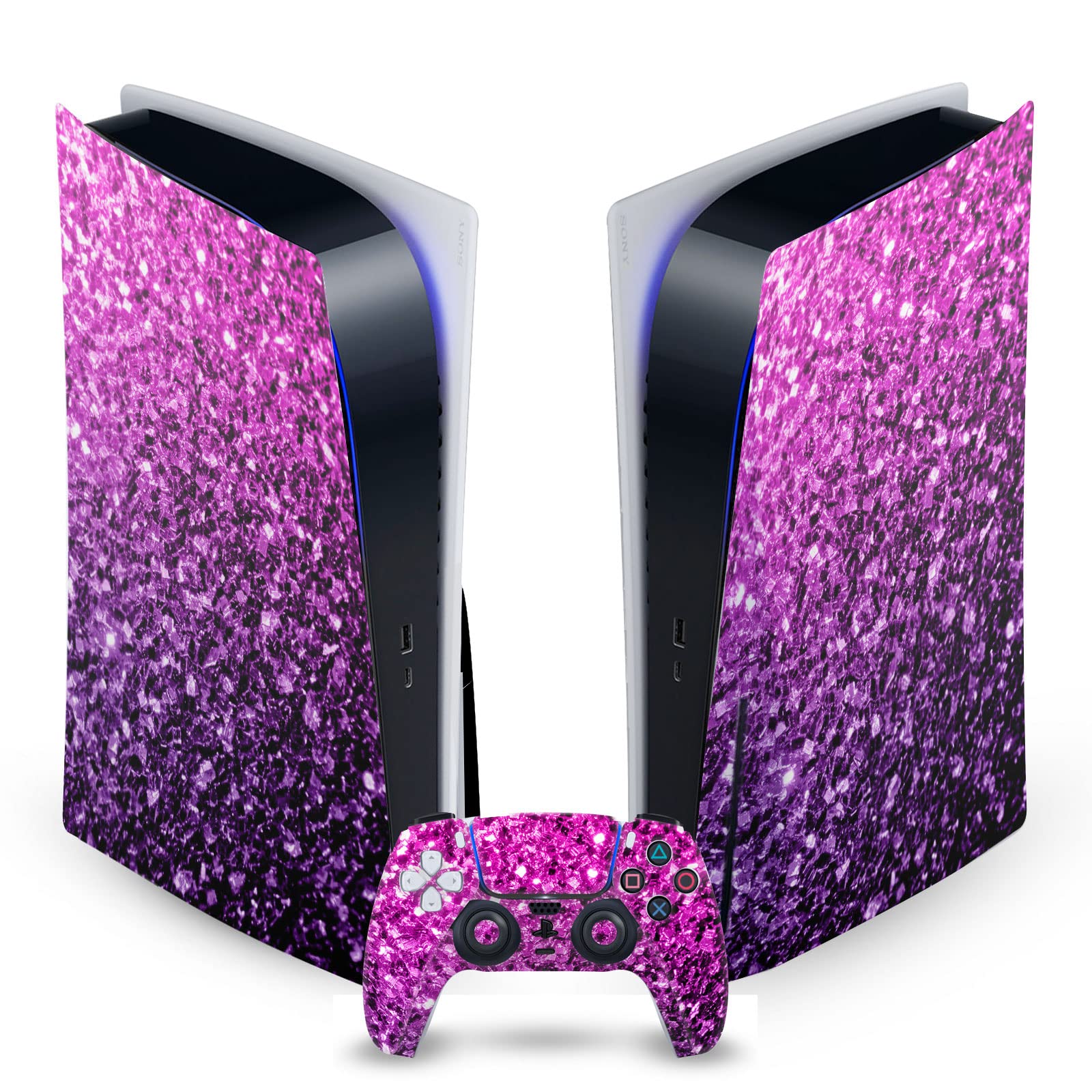 Head Case Designs Officially Licensed PLdesign Purple Pink Art Mix Vinyl Faceplate Sticker Gaming Skin Case Cover Compatible with Sony Playstation 5 PS5 Disc Edition Console & DualSense Controller