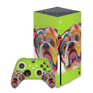 head case designs officially licensed michel keck bulldog art mix vinyl sticker gaming skin case cover compatible with xbox series x console and controller bundle