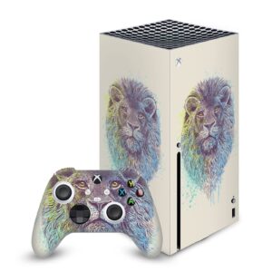 head case designs officially licensed rachel caldwell lion art mix matte vinyl sticker gaming skin case cover compatible with xbox series x console and controller bundle