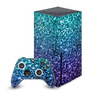 head case designs officially licensed pldesign aqua blue art mix matte vinyl sticker gaming skin case cover compatible with xbox series x console and controller bundle