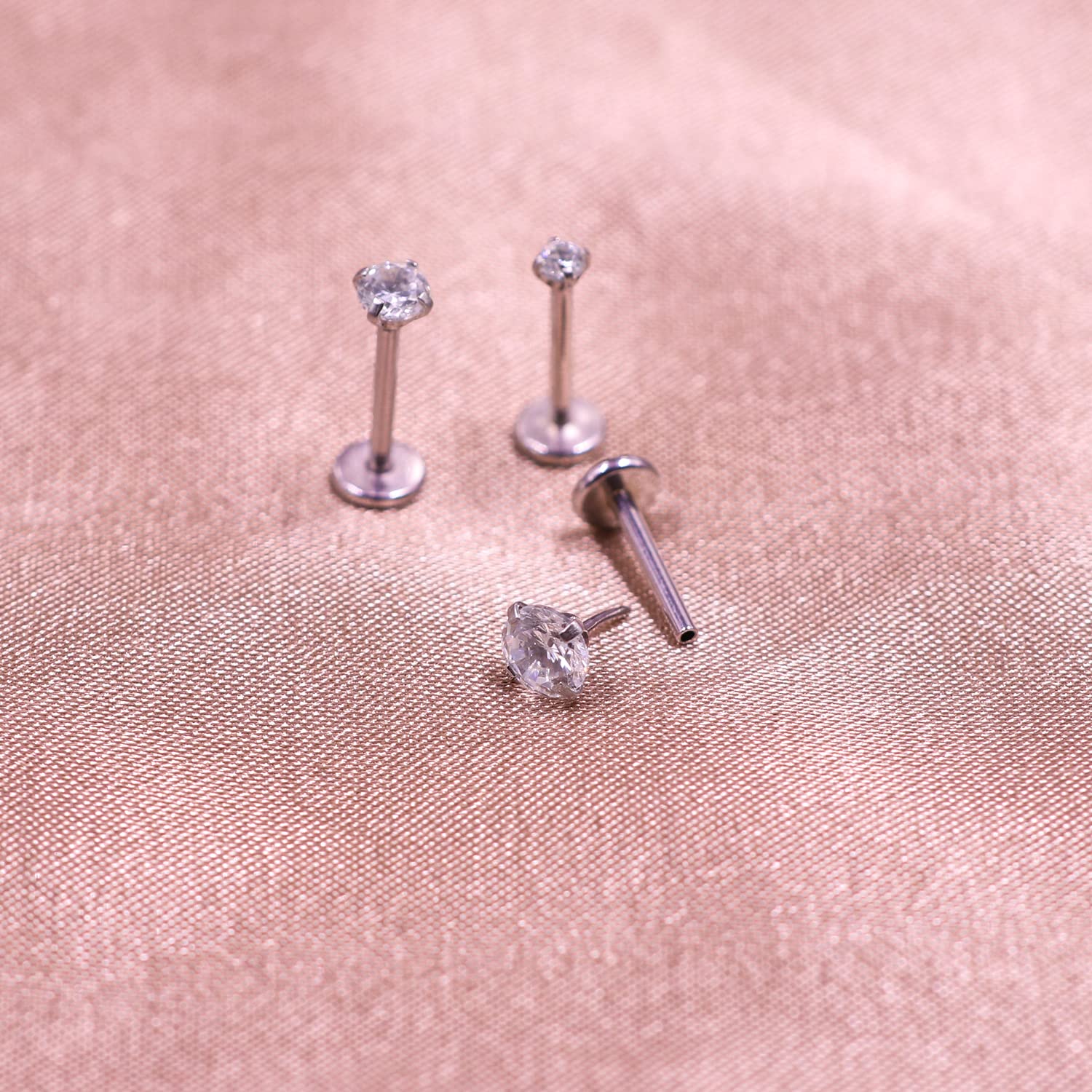 CHARMONLINE Top Push in Threadless 316L Surgical Steel Flat Back Stud for Nose Heart CZ Lip Stud Bone Studs Nose Piercing Jewelry for Women Men…