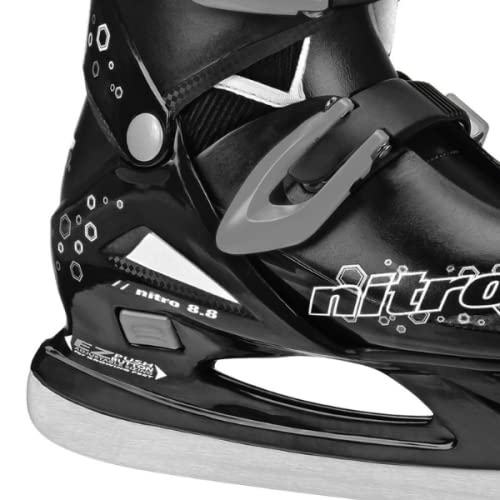 Lake Placid Boys Nitro 8.8 Adjustable Figure Ice Skate, Grey/Black, Medium (1-4)