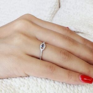 CloseoutWarehouse Simulated Sapphire Cubic Zirconia Evil Eye Ring Sterling Silver Size 3