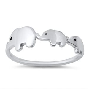 closeoutwarehouse rhodium plated sterling silver elephant family ring size 6