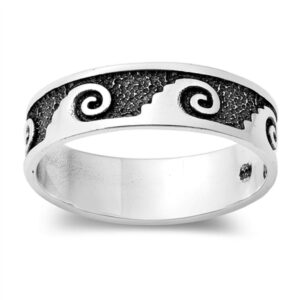 closeoutwarehouse 925 sterling silver oxidized multiple ocean waves ring size 11