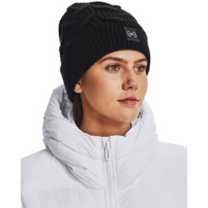 under armour womens halftime cable knit beanie , (001) black / jet gray / halo gray , one size fits all