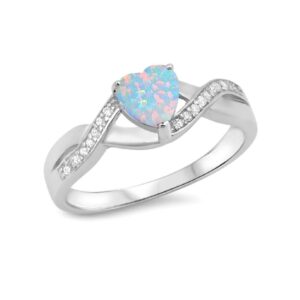 closeoutwarehouse cubic zirconia infinity heart ring sterling silver (color options, sizes 4-13) (white simulated opal, 14)