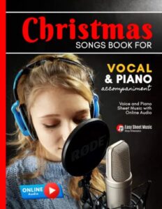 christmas songs book for vocal and piano accompaniment: low voice and easy jazz piano sheet music i online accompaniment i arrangements for intermediate pianists i chords i lyric