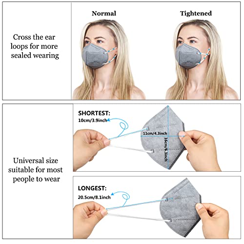 akgk KN95 Face Mask, Breathable Protection Masks, 5-Ply KN95 Multicolor Masks, Cup Dust Safety Masks 50 PCS(Black, White, Grey, Purple, Navy Blue)