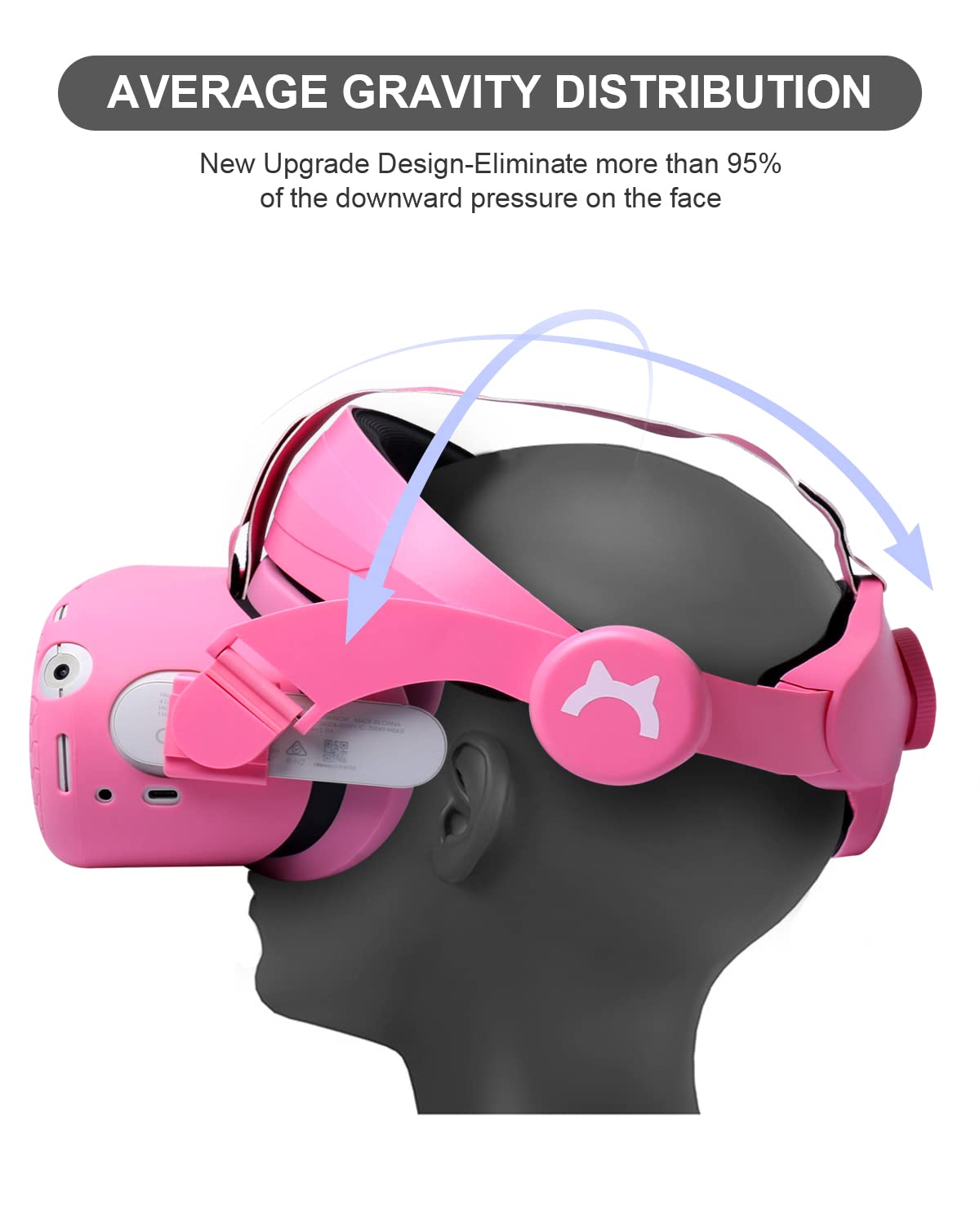 Barbie Pink 6 in 1 Set Head Strap for Oculus Quest 2 Accessories,MODJUEGO Adjustable Forehead Strap with Silicone Touch Controller Grip Cover, VR Face Cover and VR Shell Protector Cover Replacement