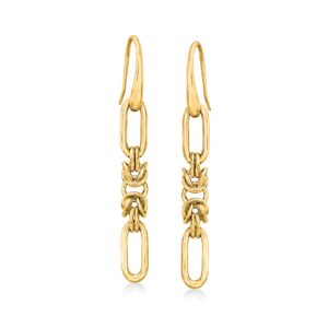 ross-simons italian 18kt gold over sterling paper clip link and byzantine drop earrings