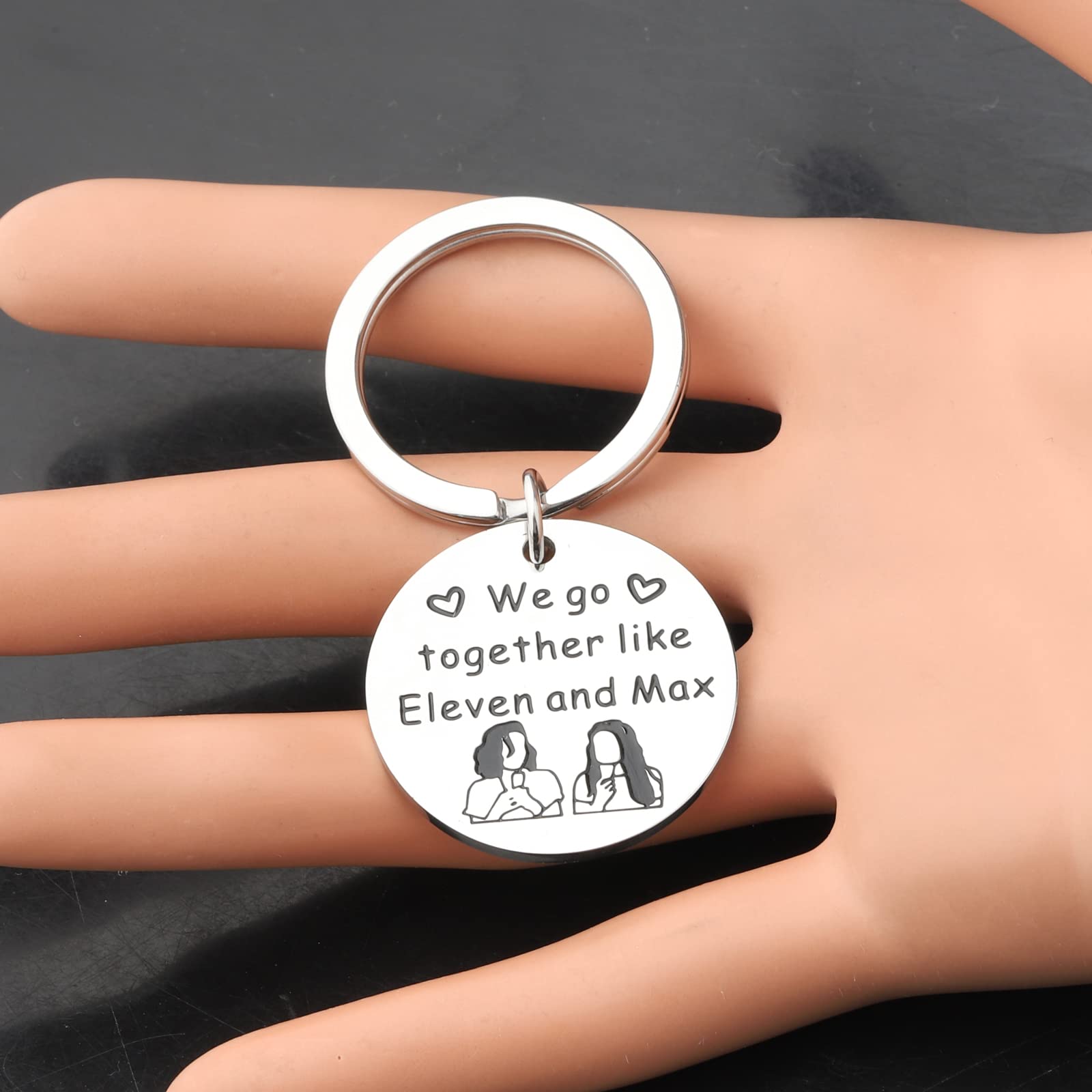 FAADBUK Eleven and Max Gift Tv Show Inspired Gift Friendship Jewelry Best Friend Keychain (Eleven & Max)