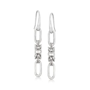 ross-simons italian sterling silver paper clip link and byzantine drop earrings