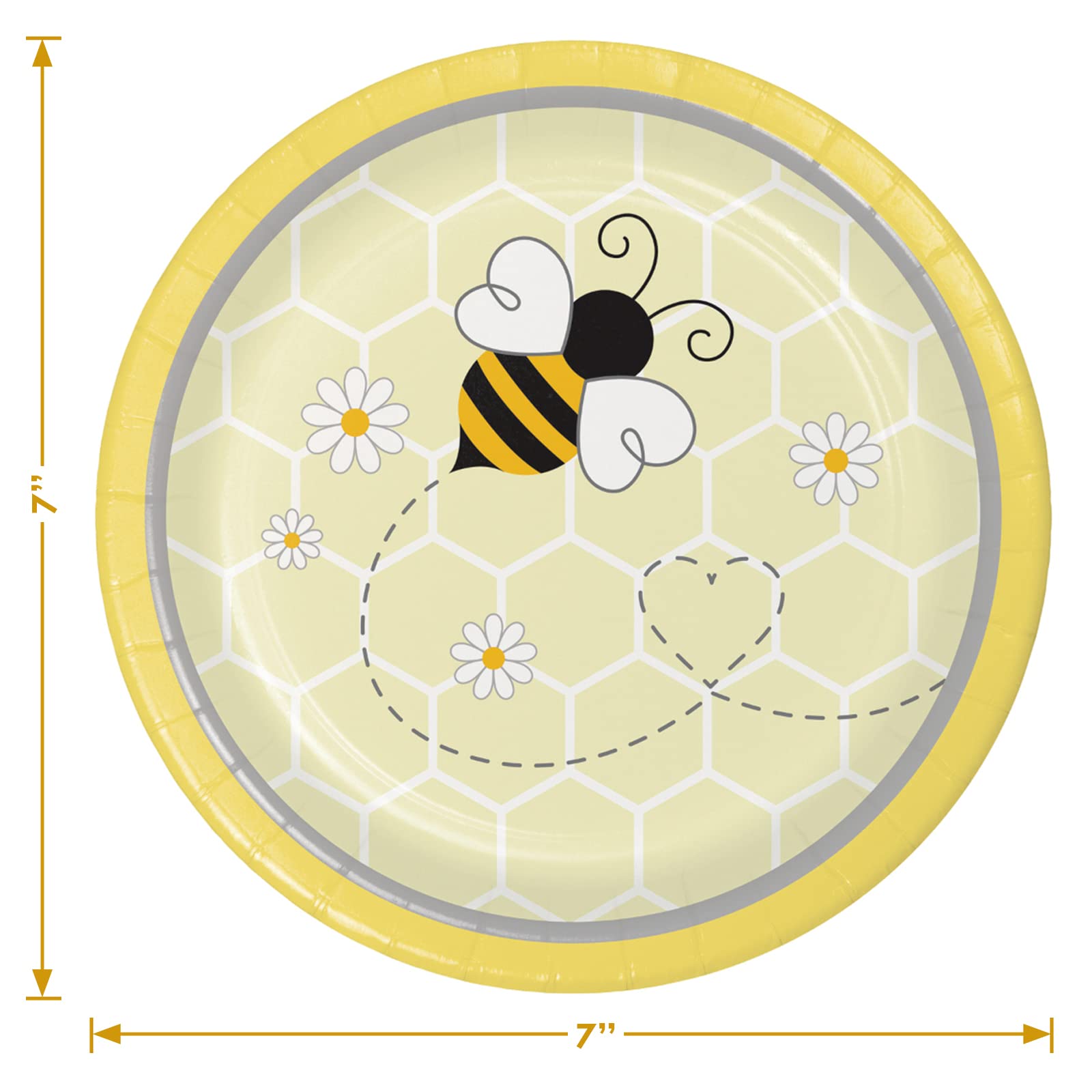 Bee Party Supplies for Baby Showers and Birthdays - Bumblebee Paper Dessert Plates, Napkins, and Forks (Serves 16)