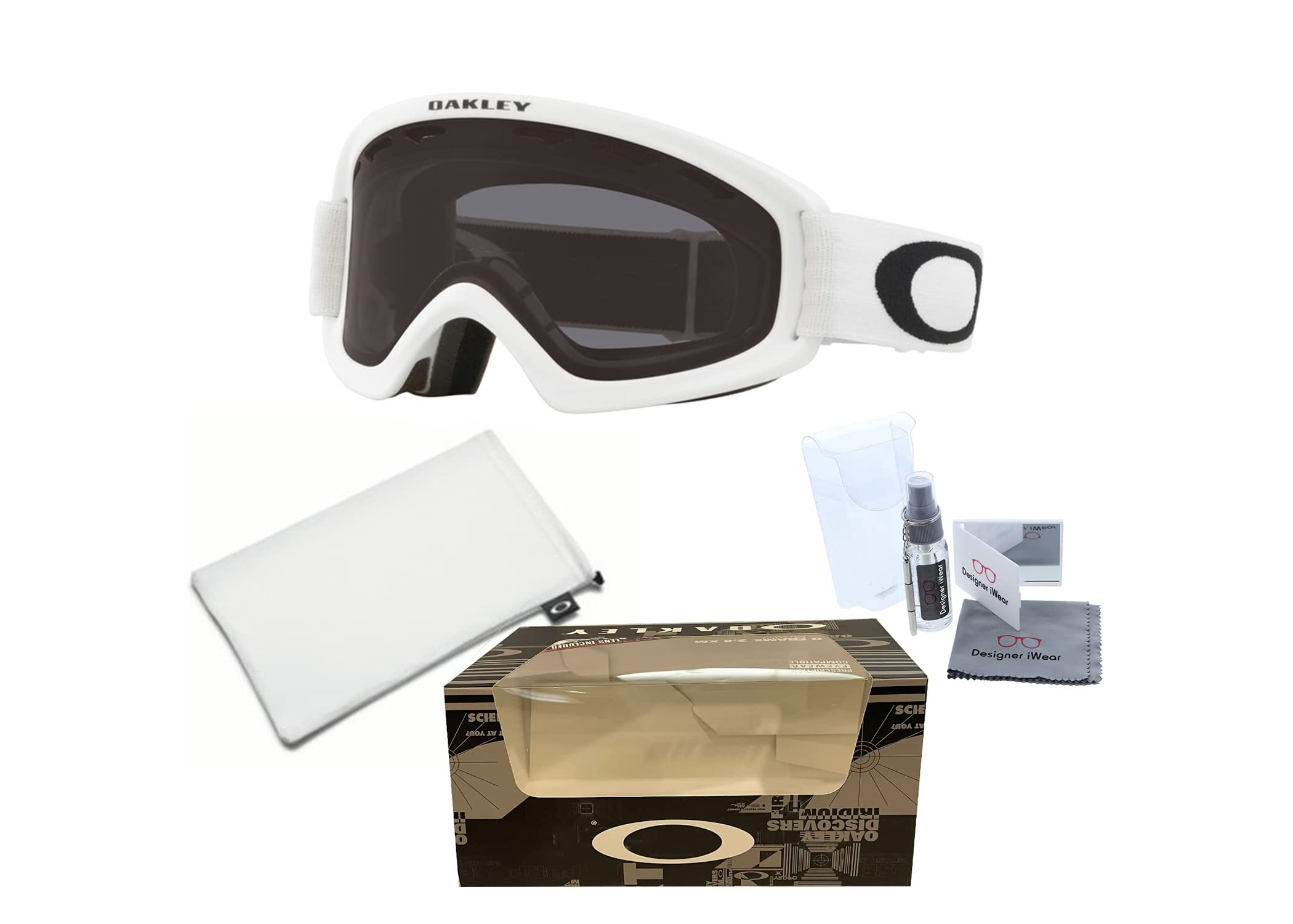 Oakley O-Frame 2.0 Pro M OO7125 Matte White w Dark Gy Ski Goggles For Men For Women + BUNDLE with Designer iWear Eyewear Kit