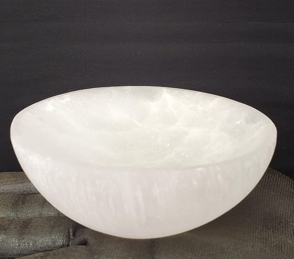 Selenite Bowl 3.5 to 4", Great for Altar use, Ritual use, Incense Burner, smudging Bowl, Decoration Bowl, offering Bowl - New Age Imports, Inc. (Selenite Bowl (White))