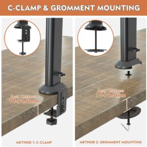 Hemudu Dual Monitor Articulating Desk Mount Arm Stand - Vertical Stack Screen Supports Two 13 to 34 Inch Computer Monitors with C Clamp