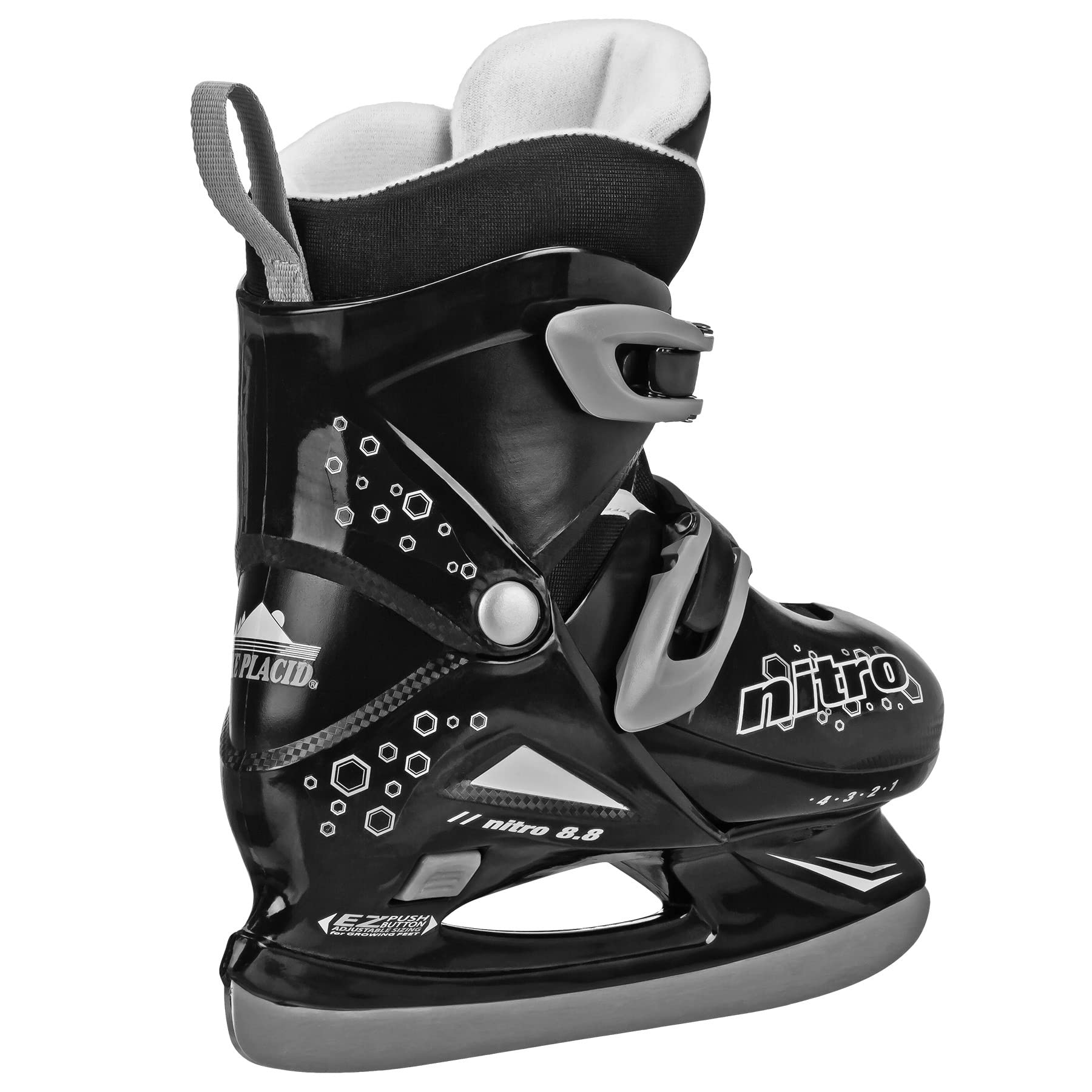 Lake Placid Boys Nitro 8.8 Adjustable Figure Ice Skate, Grey/Black, Medium (1-4)