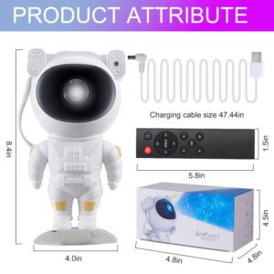 Astronaut Star Projection Light,LED Kids Night Light,Galaxy Nebula Ceiling Projector Lamp,with Remote and Timer,for Children and Adults Bedroom Party Best Gift