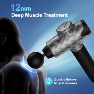 Muscle Massage Gun, Quiet Deep Tissue Percussion Back Neck Head Hammer Massager for Athletes, 30 Speed Level, LCD Touch Screen with 6 Heads, Hand Held Massager (Carbon)…