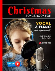 christmas songs book for vocal & piano accompaniment: low voice and easy jazz piano sheet music i online accompaniment i arrangements for intermediate pianists i chords i lyric