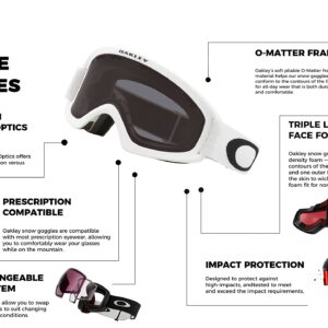 Oakley O-Frame 2.0 Pro M OO7125 Matte White w Dark Gy Ski Goggles For Men For Women + BUNDLE with Designer iWear Eyewear Kit