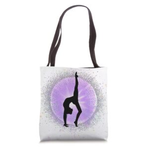 gymnasts on the moon sunset silhouette retro vintage style tote bag