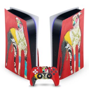 head case designs officially licensed michel keck greyhound art mix vinyl faceplate sticker gaming skin case cover compatible with sony playstation 5 ps5 disc edition console & dualsense controller