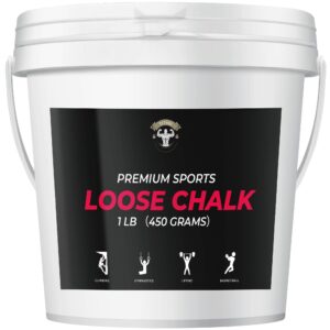 titggi 1 lb gym chalk bucket - includes chalk powder and a chalk ball - multi-purpose hand chalk for rock climbing chalk, gym chalk, weight lifting chalk and more