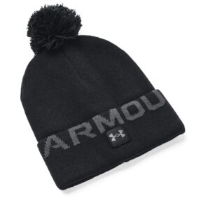 under armour mens halftime fleece pom beanie , (001) black / pitch gray / pitch gray , one size fits all