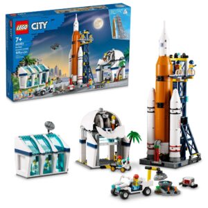 lego city rocket launch center building toy set 60351, nasa-inspired space toy with rocket, launch tower, observatory, and mission control, pretend play space toy for kids boys girls age 7+ years old