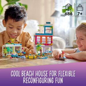 LEGO Friends Vacation Beach House 41709 Building Kit; Gift for Kids Aged 7+; Includes a Mia Mini-Doll, Plus 3 More Characters and 2 Animal Figures to Spark Hours of Imaginative Role Play (686 Pieces)