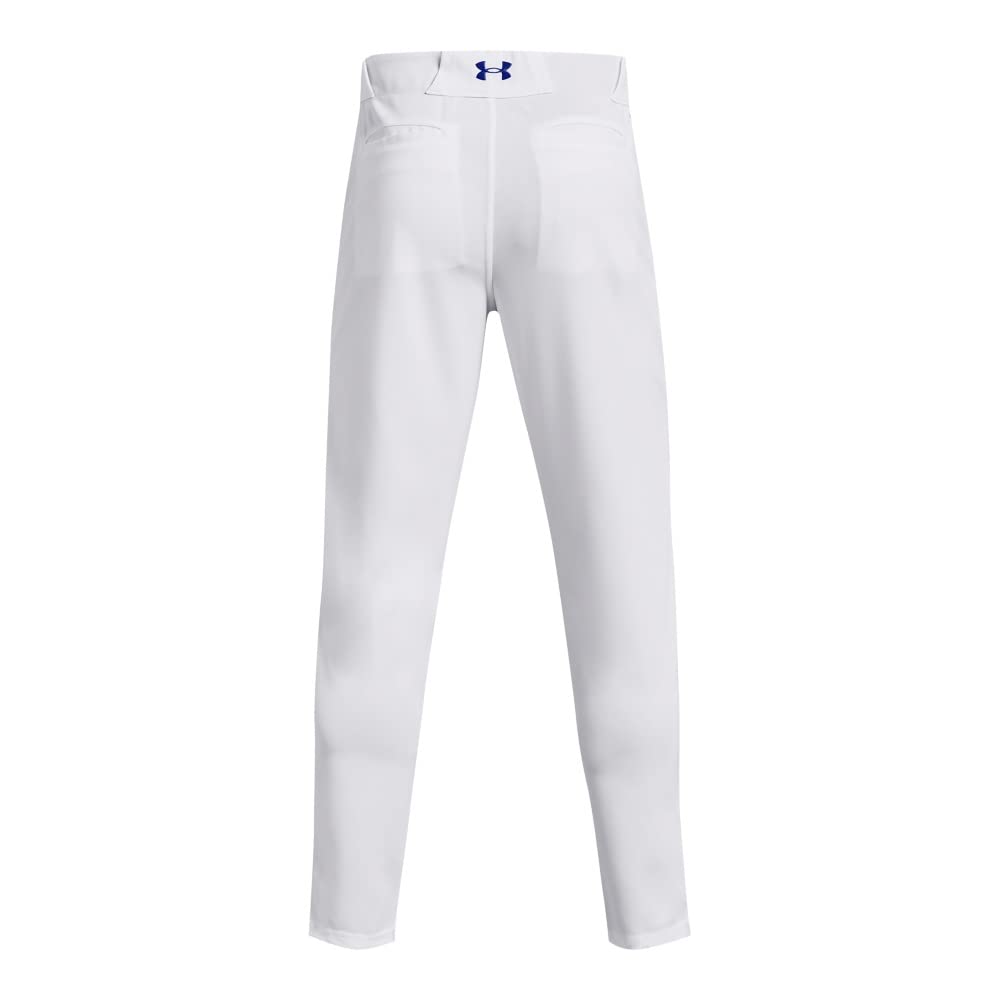 Under Armour Men's Utility Baseball Straight Leg Pant Pipe 22, (101) White/Royal/Royal, Small