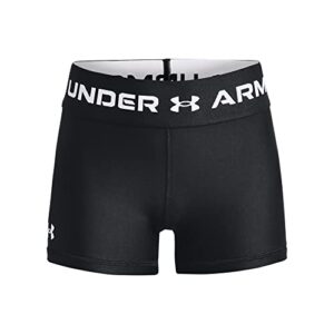 under armour girls' heatgear armour shorty, (001) black / / white, youth medium