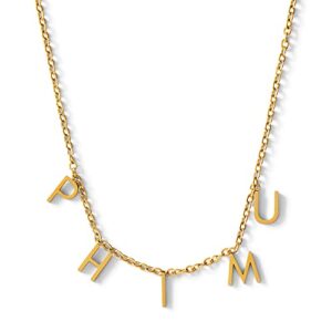 sorority shop phi mu necklace — pm name necklace, 18k gold plated sorority gifts necklace, long-lasting phi mu gifts for women