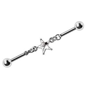 pierced owl 14ga 316l stainless steel cz crystal star connecting chain industrial barbell