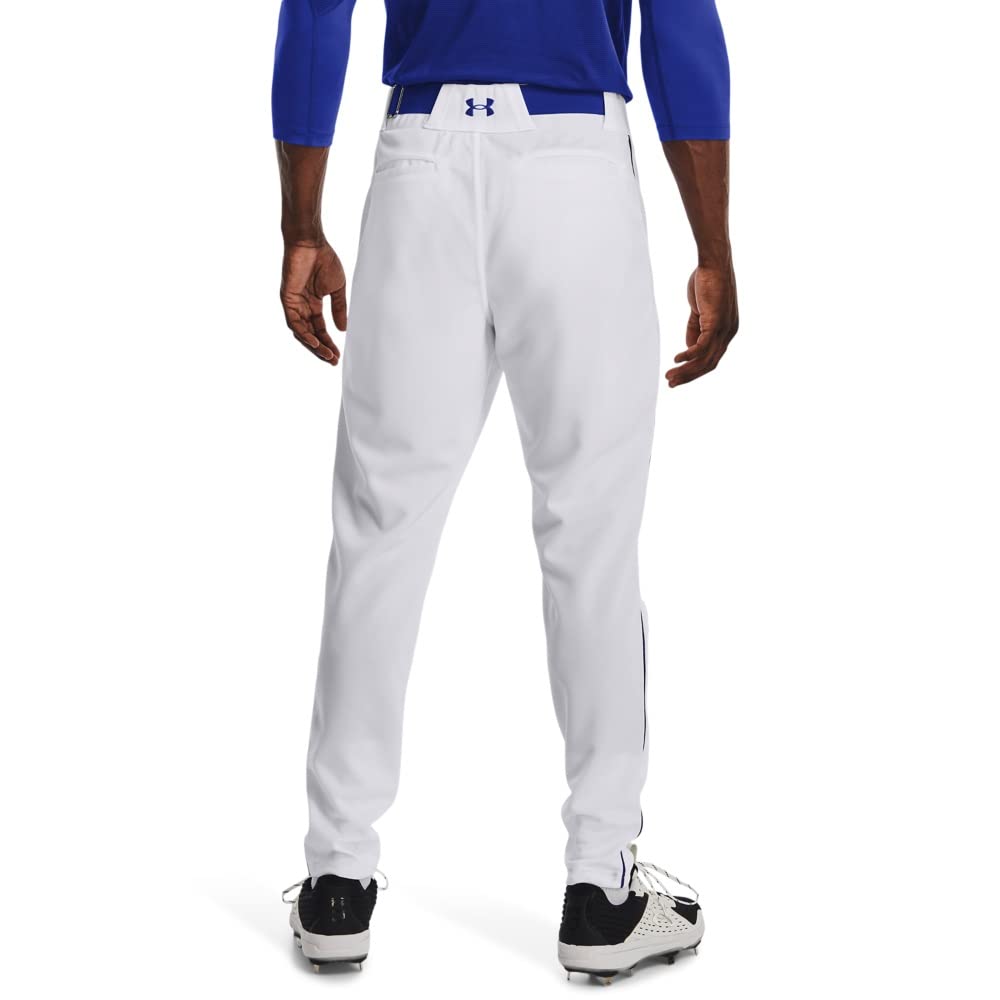 Under Armour Men's Utility Baseball Straight Leg Pant Pipe 22, (101) White/Royal/Royal, Small